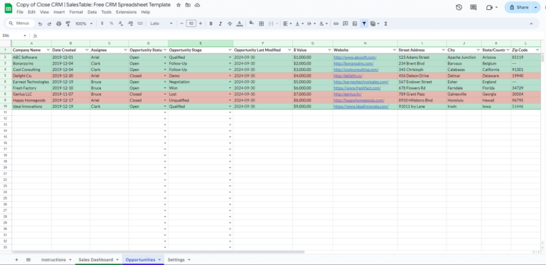 Top 12 Free CRM Templates in Google Sheets & Excel