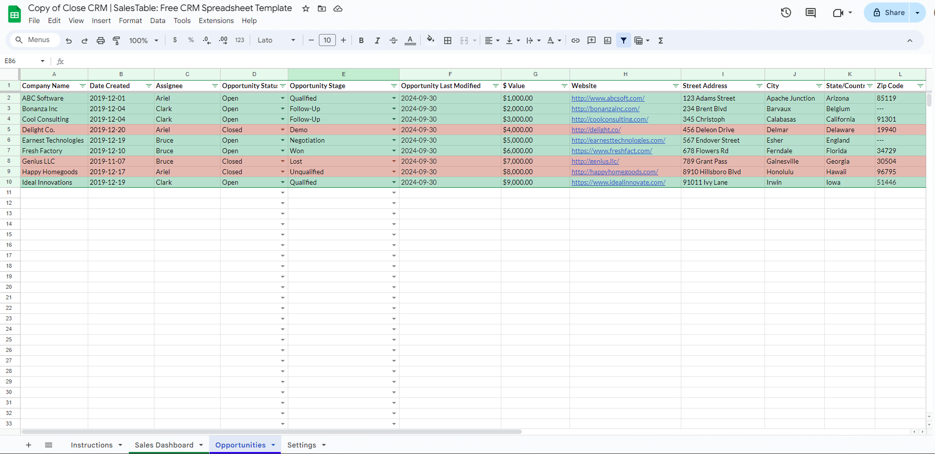 Top 12 Free CRM Templates in Google Sheets & Excel