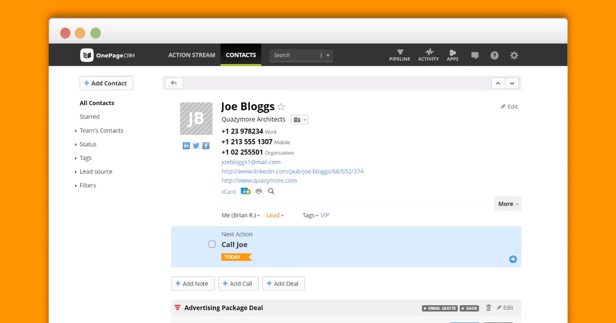 Simple Contact Database & Management Software | OnePageCRM