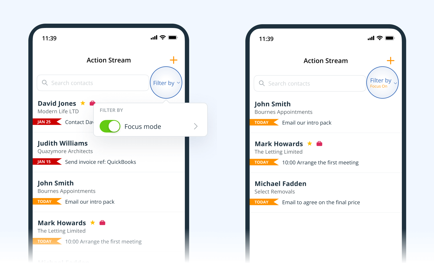Turbo-boost your Action Stream with Focus mode