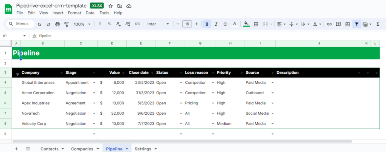 Top 12 Free CRM Templates in Google Sheets & Excel
