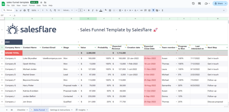 Top 12 Free CRM Templates in Google Sheets & Excel