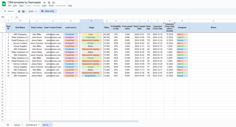 Top 12 Free CRM Templates in Google Sheets & Excel