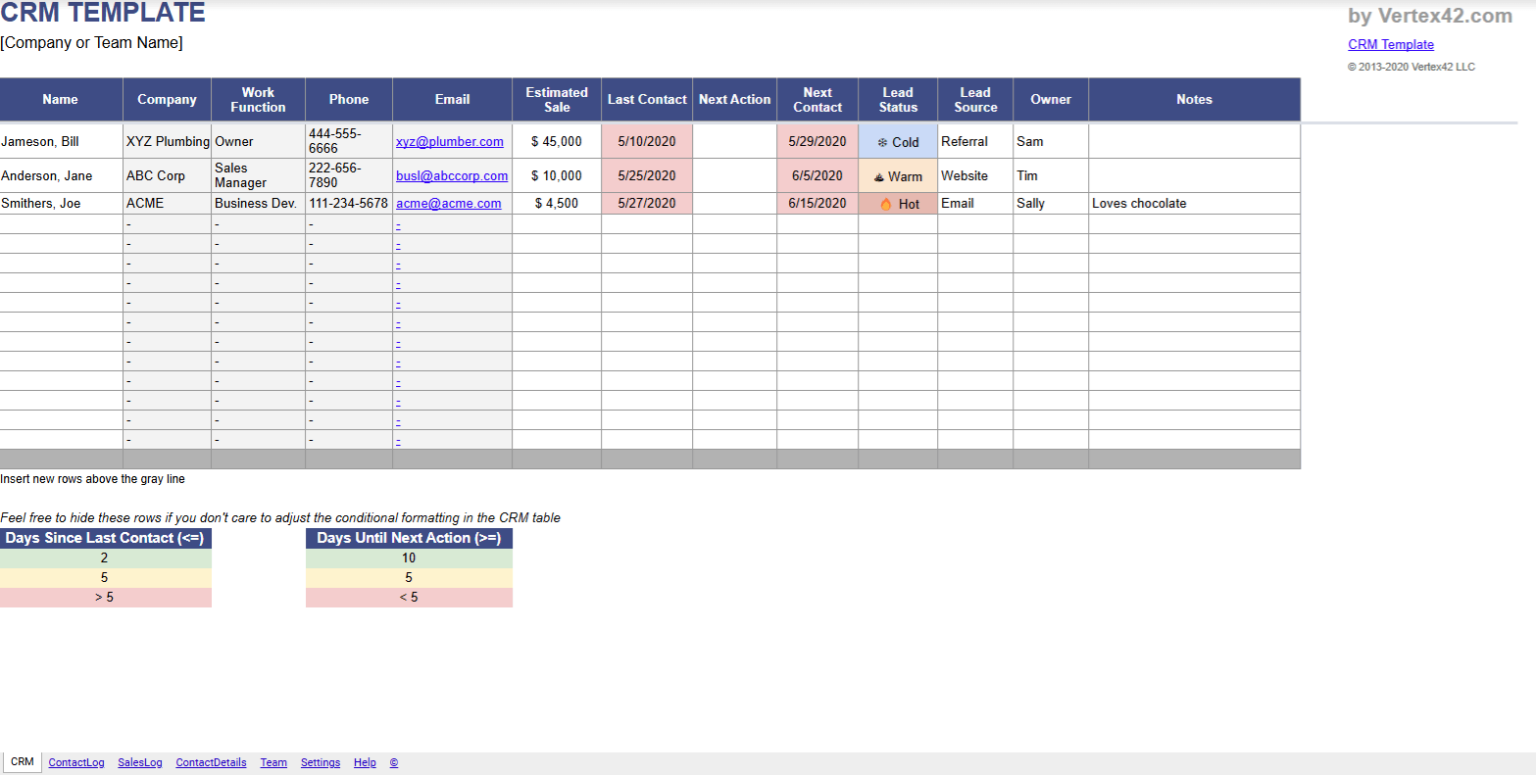 Top 12 Free CRM Templates in Google Sheets & Excel