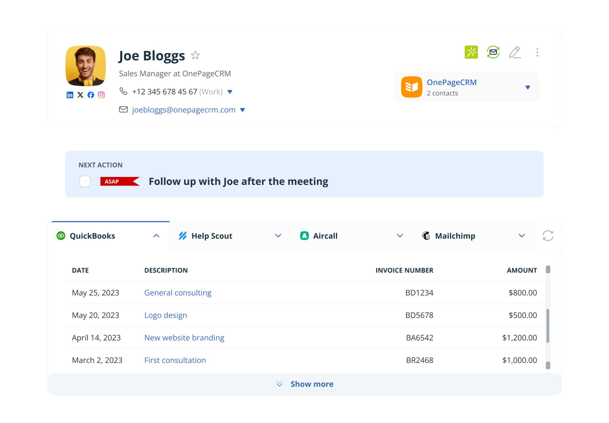 Centralize customer data with Widgets for CRM integrations